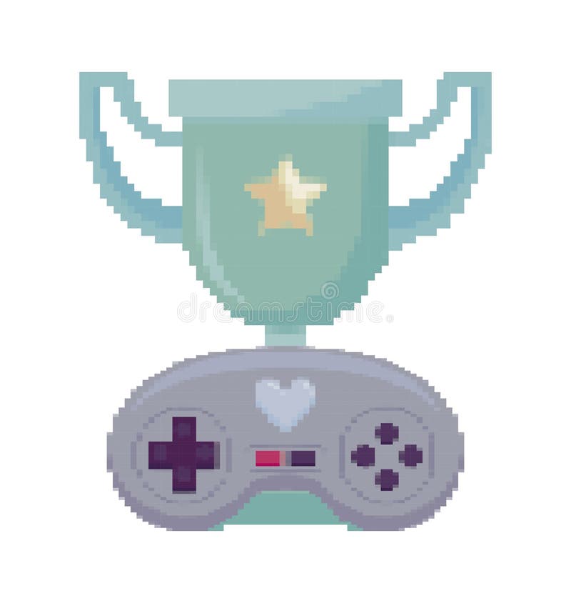Video Game Control and Trophy Pixelate Icon Stock Illustration ...