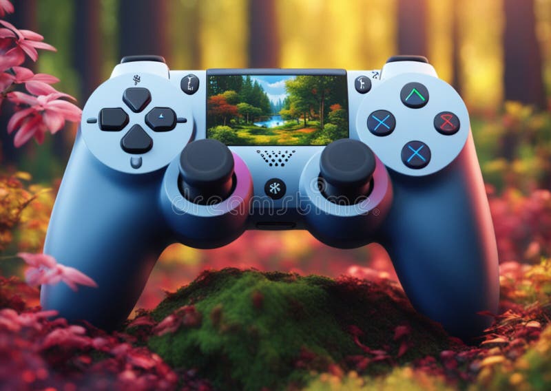 A Video Game Controller Being Held by Two Hands, with a Backdrop of ...