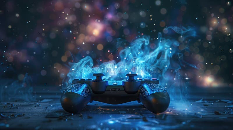A Video Game Controller with Blue Flames Coming Out of it, Generative ...