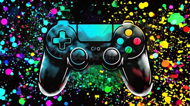 A Video Game Controller on a Colorful Background Stock Video - Video of ...