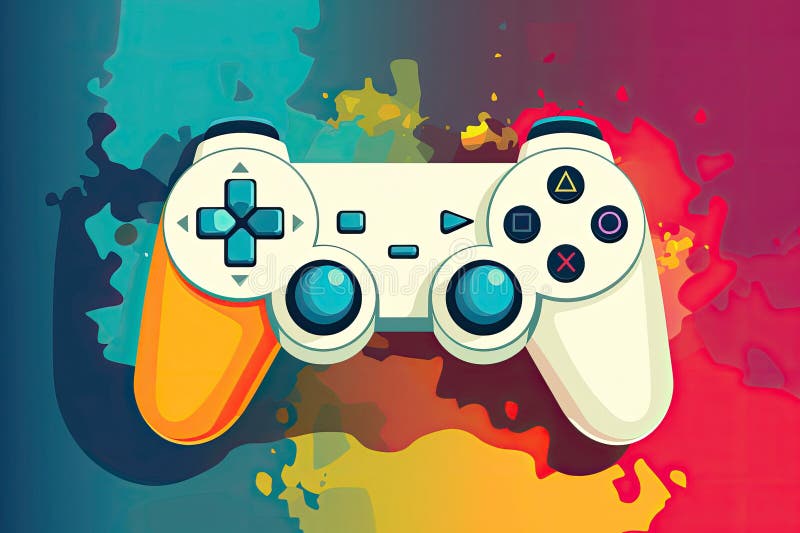Video Game Controller in Front of an Abstract Painting on a Wall, AI ...