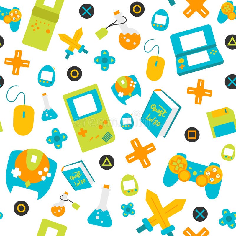 Video Game Controller Gamepads Seamless Pattern Flat Style Stock Vector ...