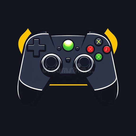 Video Game Controller Illustration with a Sleek Black Design. Features ...