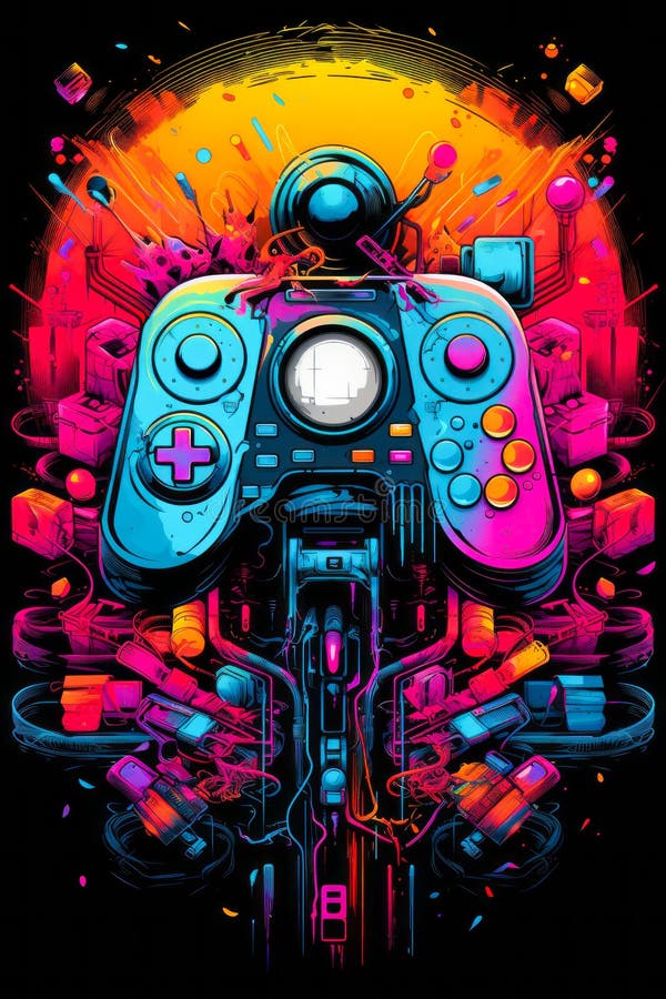 Video Game Controller with Paint Splatters on it. Generative AI Stock ...