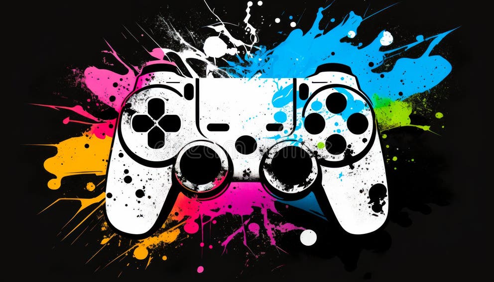 Video Game Controller with Paint Splatters on it. Generative AI Stock ...