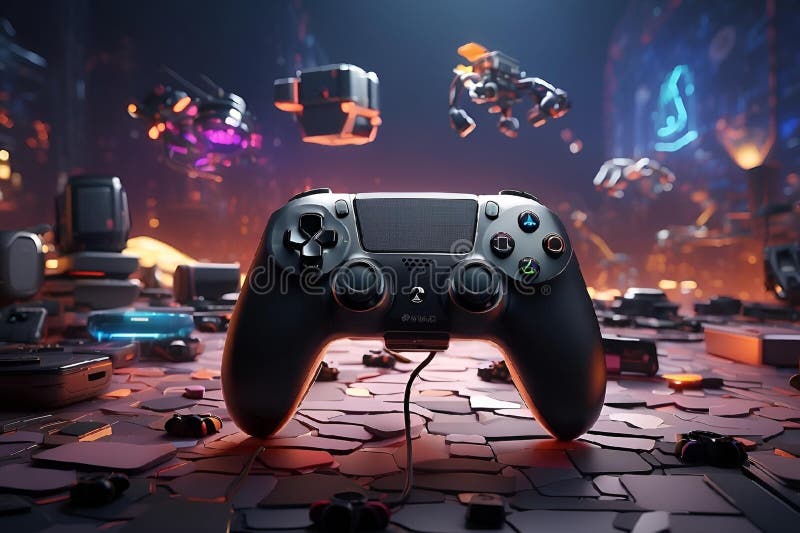 Video Game Controller Surrounded by a Selection of Classic Video Games ...