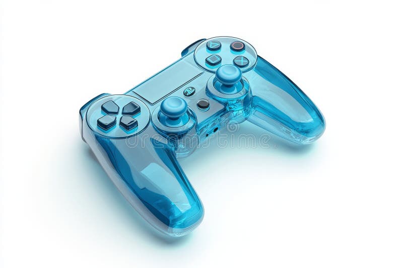 A Video Game Controller in Translucent Light Blue, Set Against a Plain ...