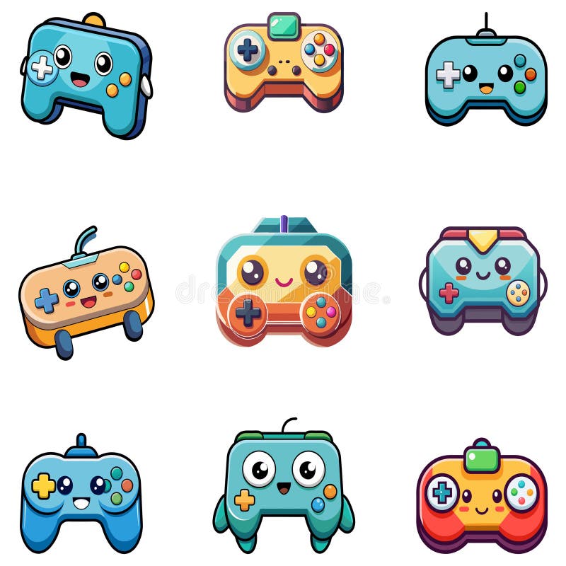 Video Game Controller Vector Set Stock Vector - Illustration of ...