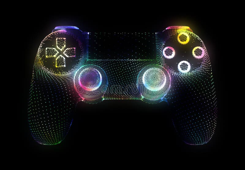 Video Game Controllers Made of Multicolored Particles on Black ...