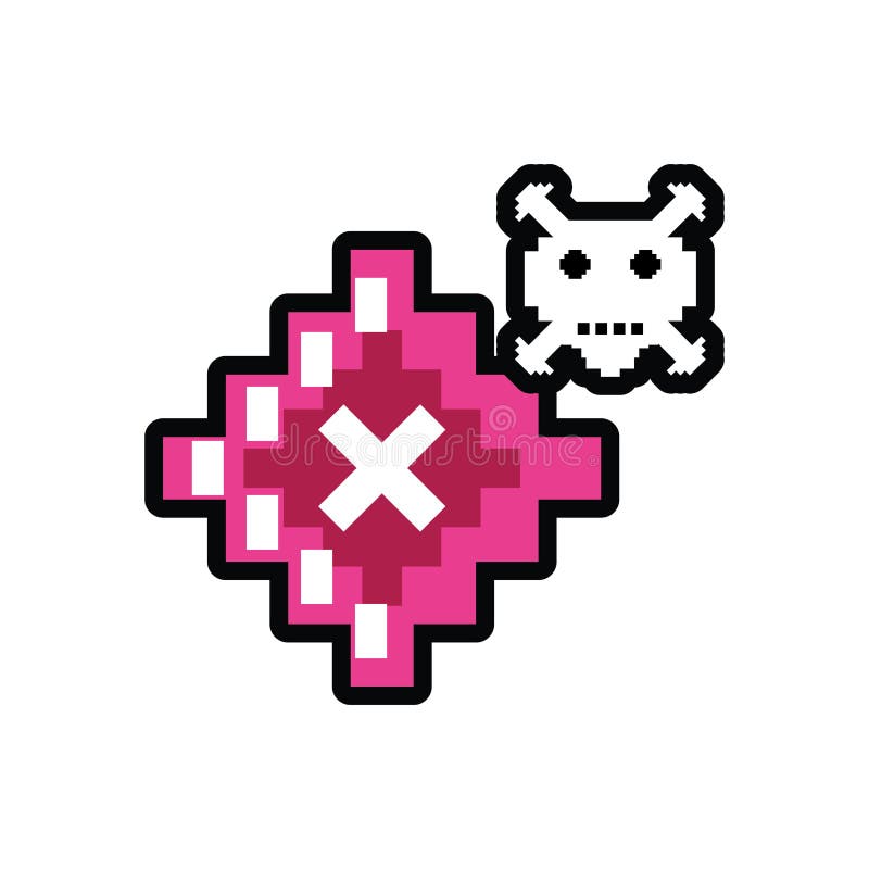 Video Game Danger Skull Pixelated Stock Illustration - Illustration of ...