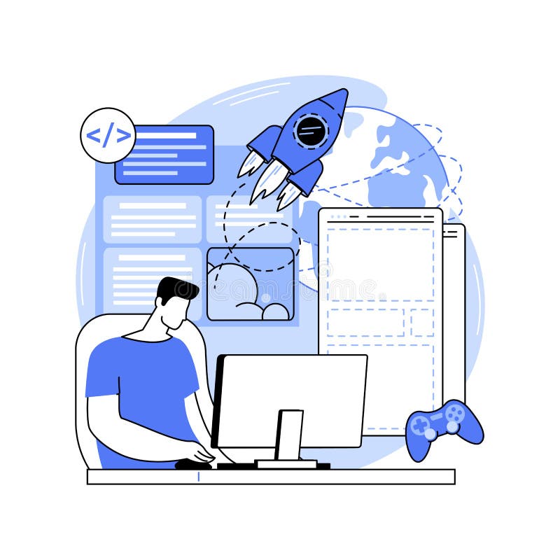 Video Game Design Software Isolated Cartoon Vector Illustrations. Stock ...