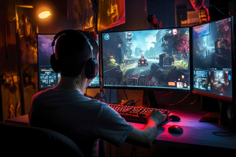 Video Game Developer Working on a New Game Stock Illustration ...