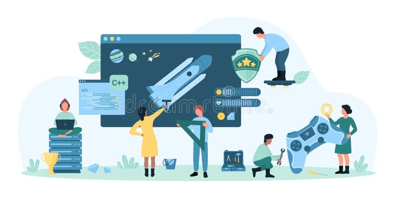 Gamification Cartoon Set stock vector. Illustration of business - 290326128