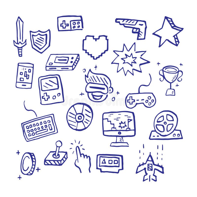 Video Game Controller Doodle Stock Illustrations – 749 Video Game ...