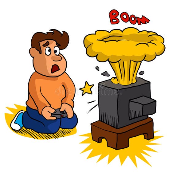 Video Game Exploding,boy Cartoon Stock Vector - Illustration of flame ...
