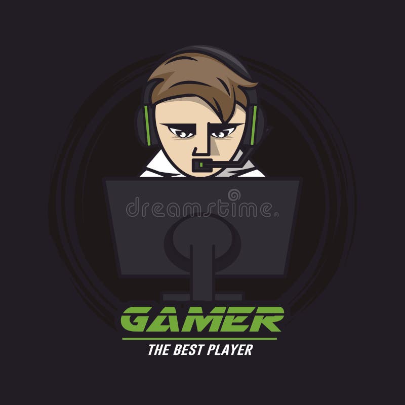 Video Game, Green Gamer Icon Stock Illustration - Illustration of label ...