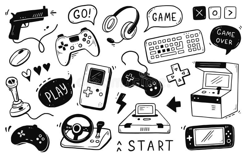Video Game Hand Drawn Doodle Seamless Pattern. Video Gamer Console ... Video Game Hand Drawn Doodle Seamless Pattern. Video Gamer Console ...