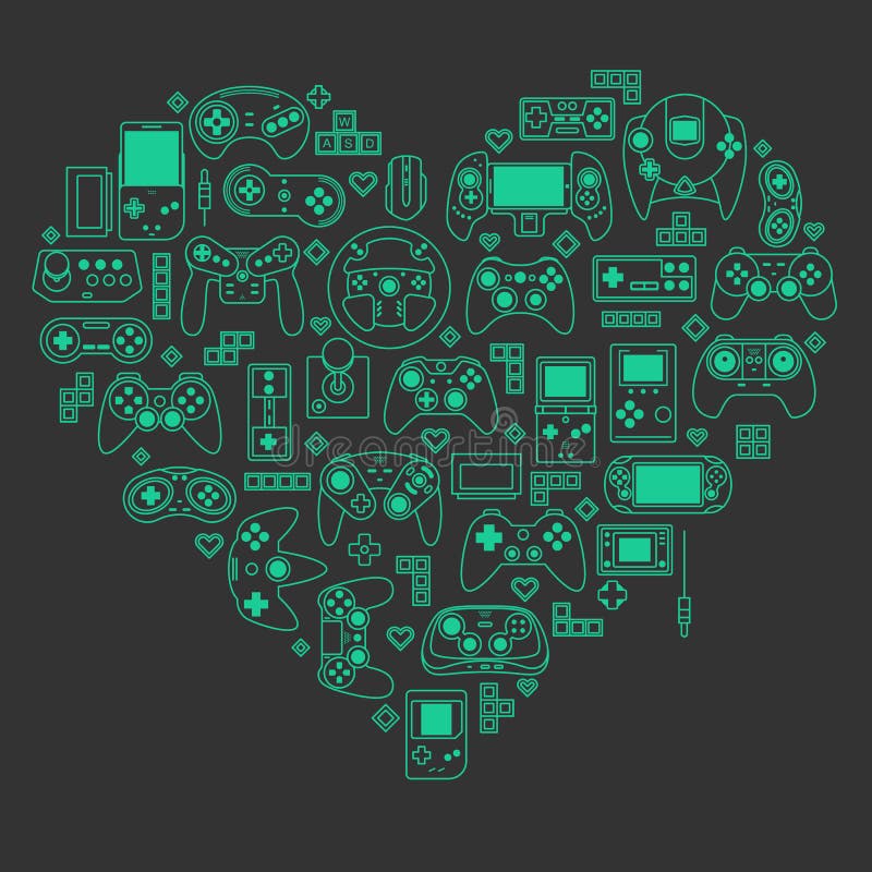 Video game icons set editorial stock image. Illustration of electronic ...