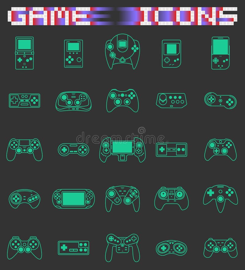Video game icons set. editorial stock image. Illustration of player ... Video game icons set. editorial stock image. Illustration of player ...