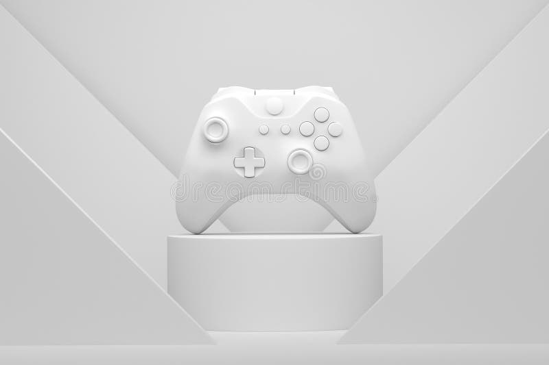 Video Game Joystick on Cylinder Podium with Step on Monochrome Stock ... Video Game Joystick on Cylinder Podium with Step on Monochrome Stock ...