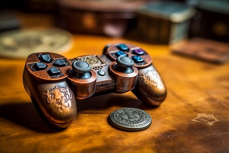 Video Game Joystick in Steampunk Style. Neural Network AI Generated ...