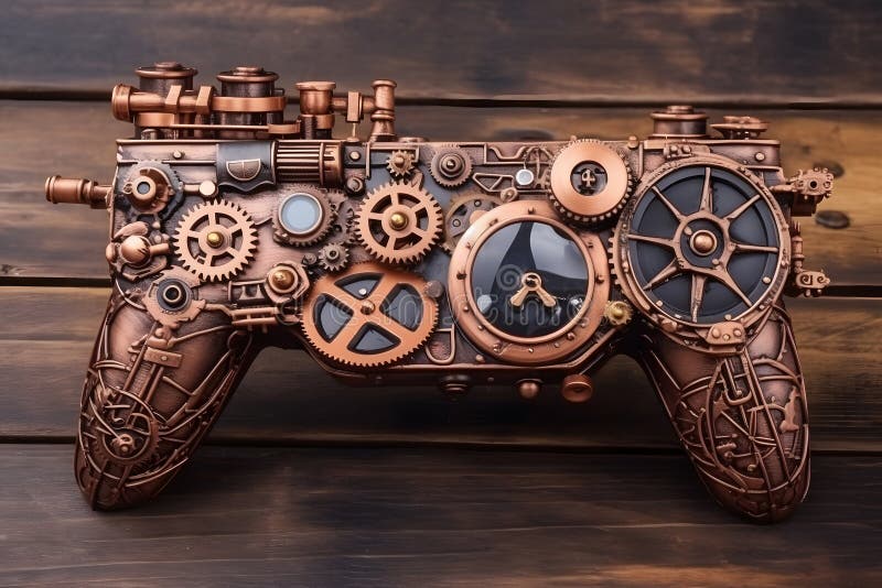 Video Game Joystick in Steampunk Style. Neural Network AI Generated ...