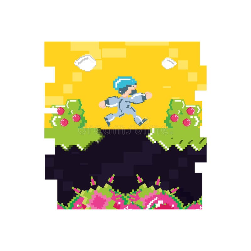 Video Game Jumping Avatar Pixelated Stock Illustration - Illustration ...
