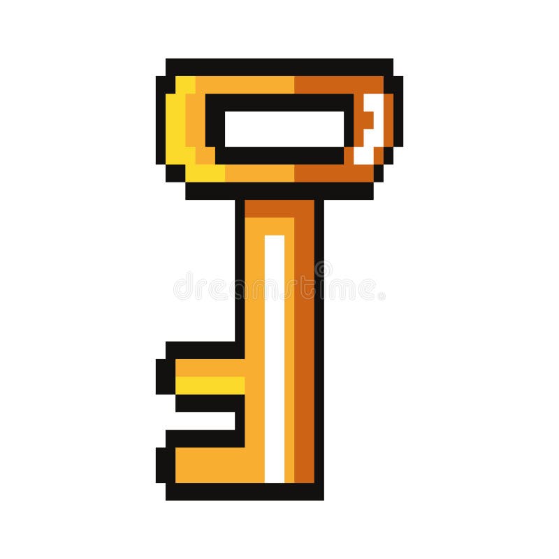 Video game key pixelated stock vector. Illustration of gold - 350830491
