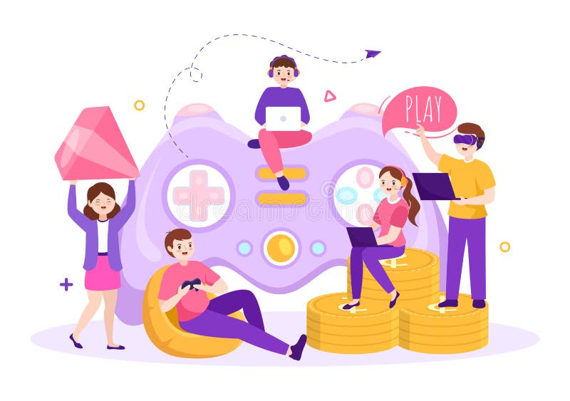 Video Game with Kids Playing Gamepad Controllers Fighting Console on ...