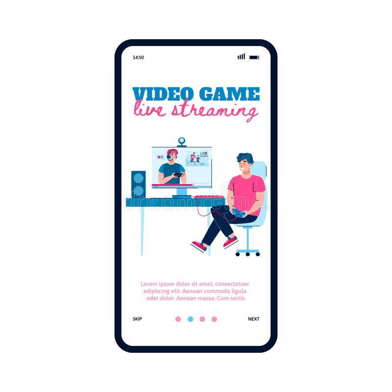 Video Game Live Streaming Video Tutorial, Flat Cartoon Vector ...