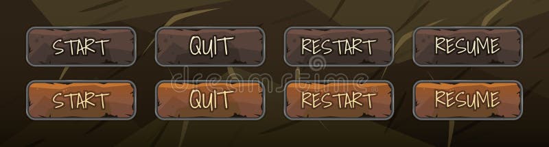 Video Game Buttons: Start, Quit, Restart, Resume. Vector Ubjects. Game ...