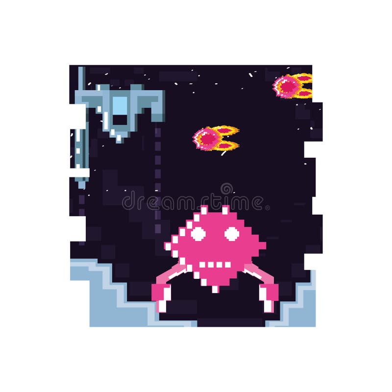 Video Game Monster Alien Pixelated Stock Illustration - Illustration of ...
