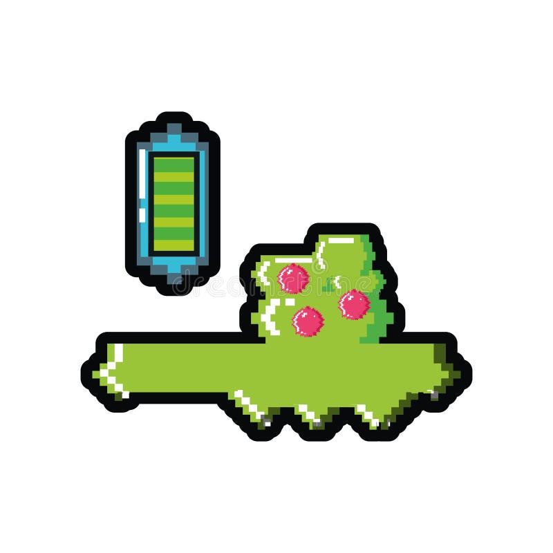 Video Game Pixelated Bush with Battery Stock Illustration ...