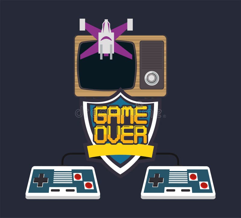 Video Game Pixelated Controls and Old Tv Stock Vector - Illustration of ...