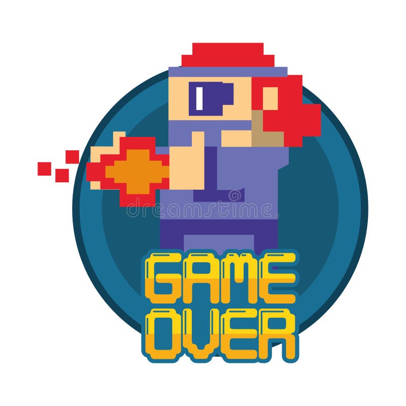 Video Game Pixelated Warrior with Game Over Message Stock Vector ...