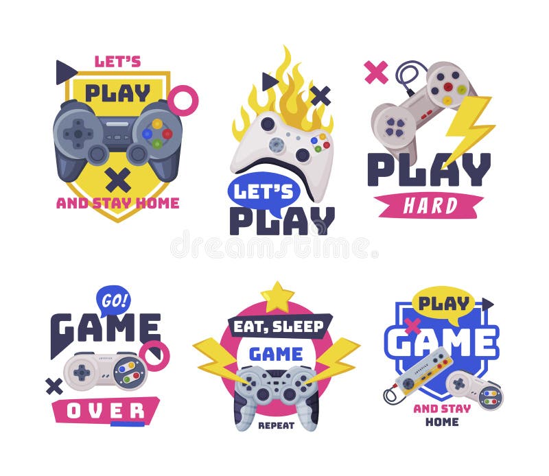 Video Game Play Zone Badge or Label with Controller and Electronic ...