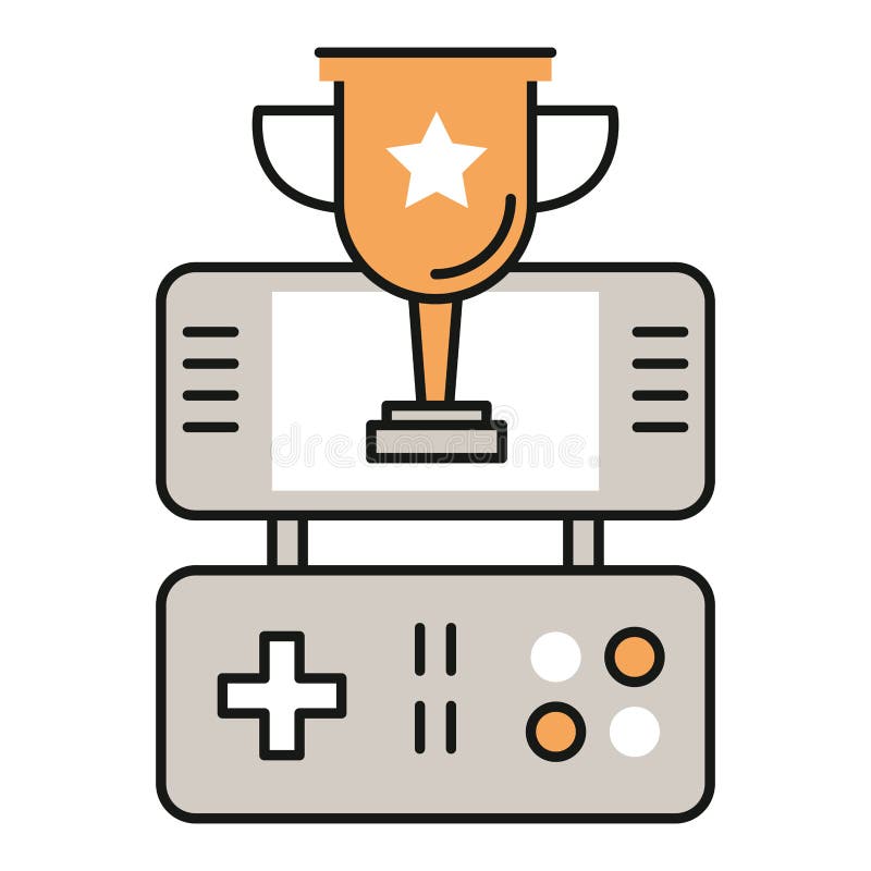 Video Game Portable Device with Trophy Cup Stock Vector - Illustration ...