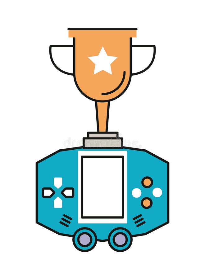Video Game Portable Device with Trophy Cup Stock Vector - Illustration ...