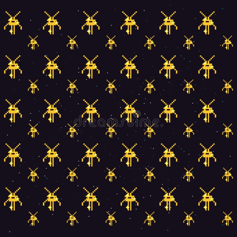 Pixel Art Invaders Silhouette. Space Invader Monster Game, Pixels ...