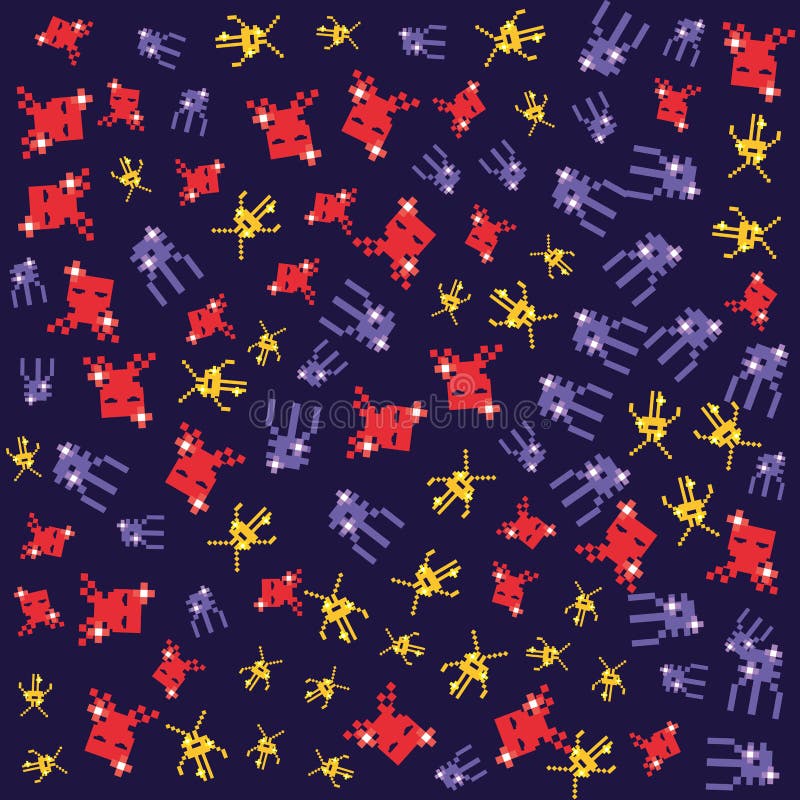 Pixel Art Invaders Silhouette. Space Invader Monster Game, Pixels ...