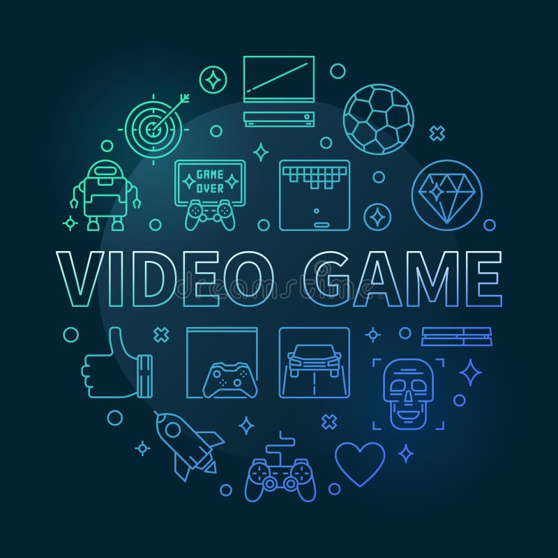 Video Game Outline Vector Icons Set. PC, Console Concept Signs Stock ...