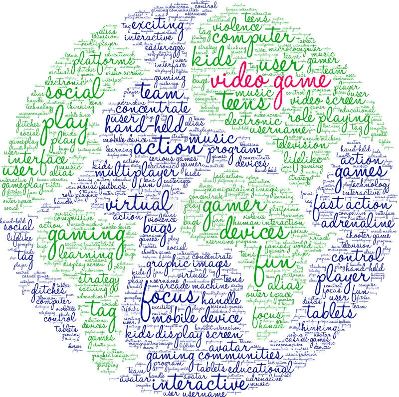 Video Game Word Cloud stock vector. Illustration of graphic - 158979805