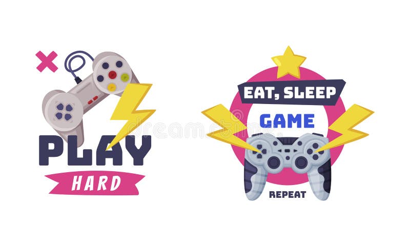 Video Game Zone Sticker with Gamepad As Game Controller and Word Vector ...