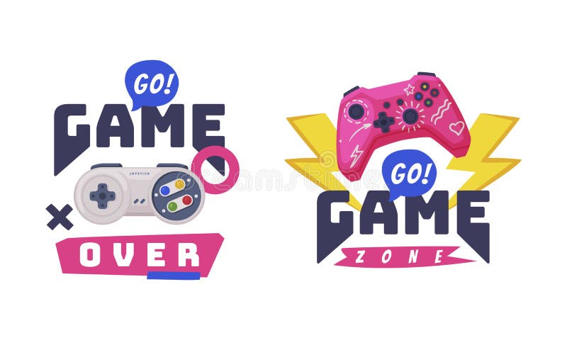 Video Game Zone Sticker with Gamepad As Game Controller and Word Vector ...