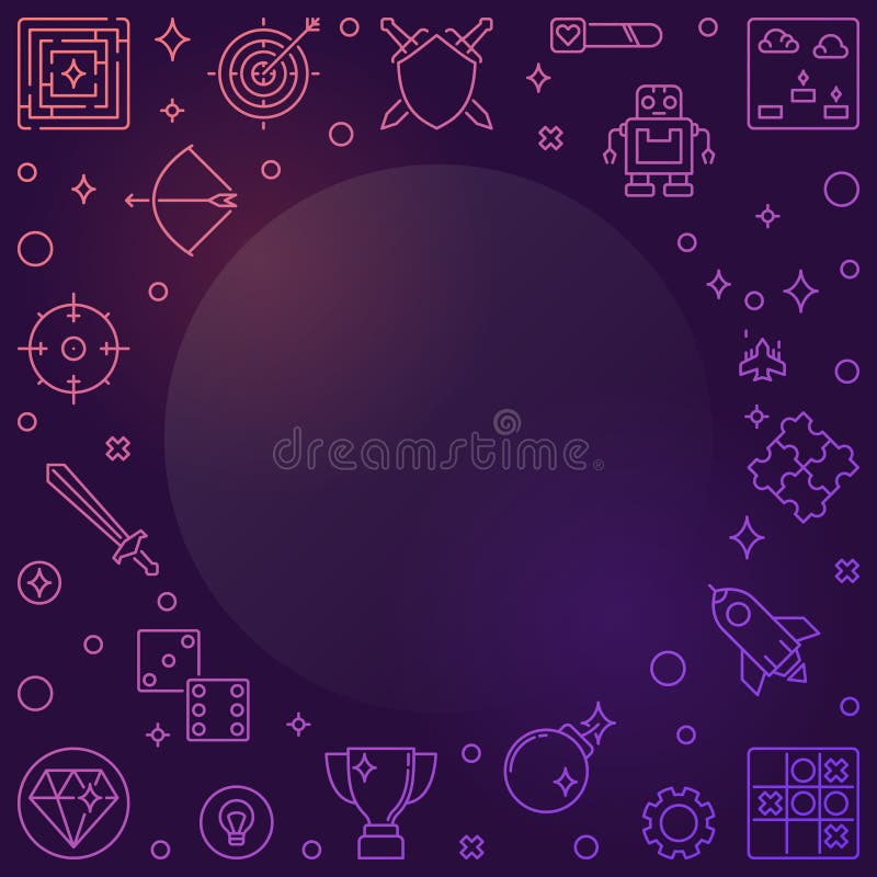 Video Games Colorful Outline Frame. Vector Game Illustration Stock ...