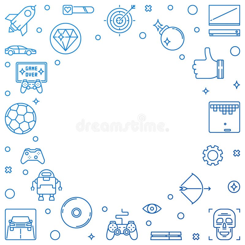 Games Concept Colorful Outline Frame - Vector Game Illustration Stock ...