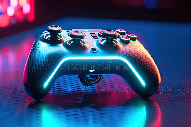 Video Games Concept Glowing Wireless Gamepad Multicolour Video Game ...