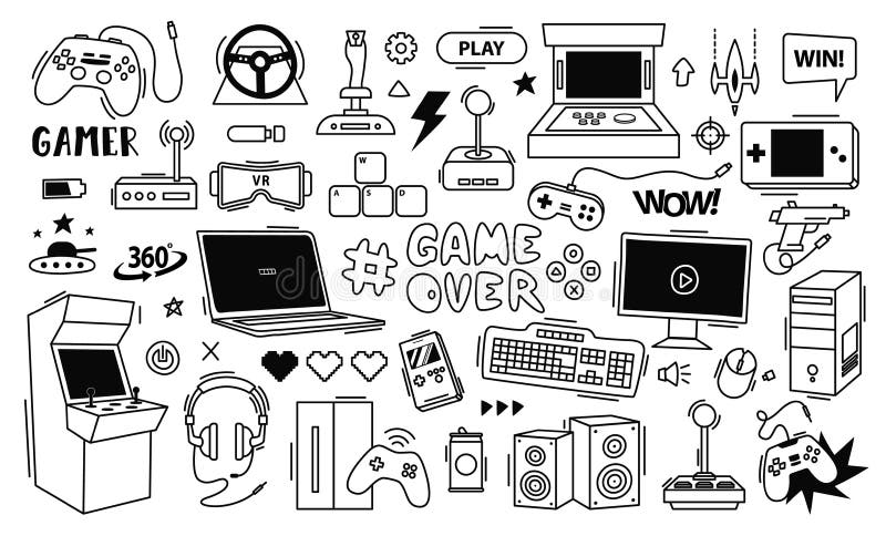 Doodle Pc Gaming Stock Illustrations – 170 Doodle Pc Gaming Stock ...