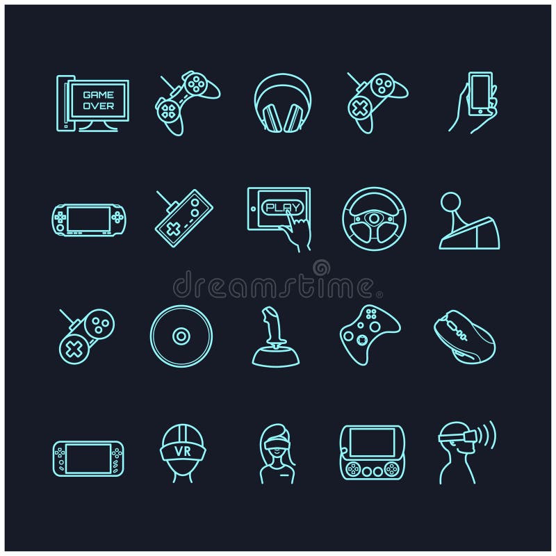 Video Games and Gadget Icons Stock Vector - Illustration of push, desk ...