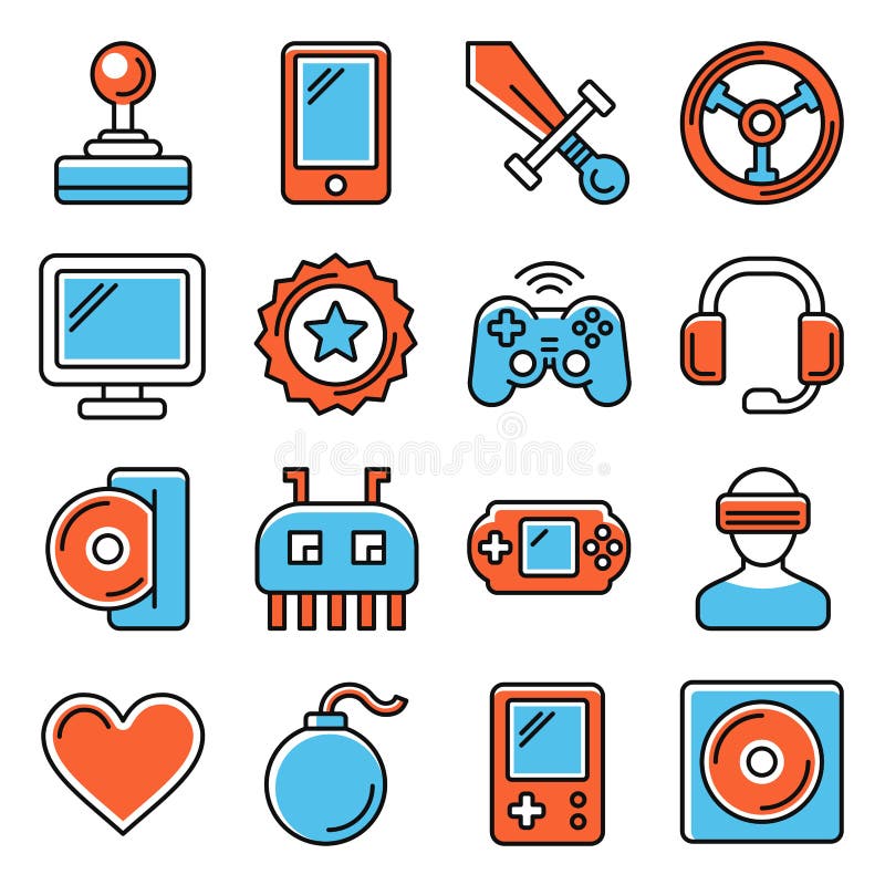 Video Games Icons Set on White Background. Vector Stock Vector ...